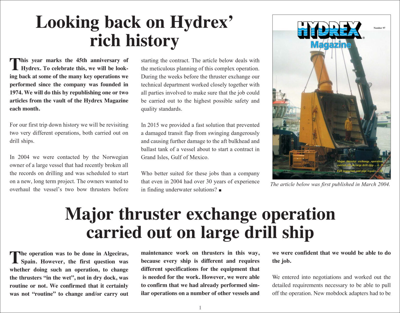 Looking back on Hydrex' history, part 1 - Hydrex